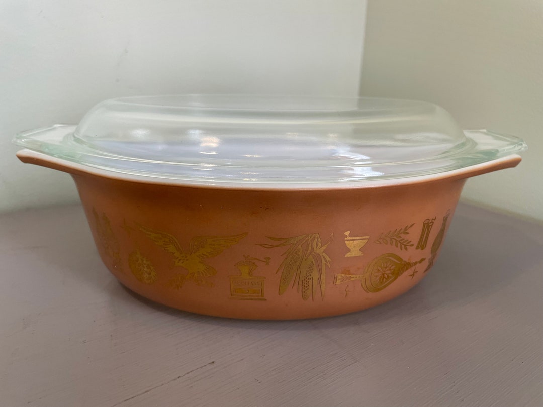 Pyrex Americana 1.5 Quart Oval Casserole Dish With Lid - Etsy