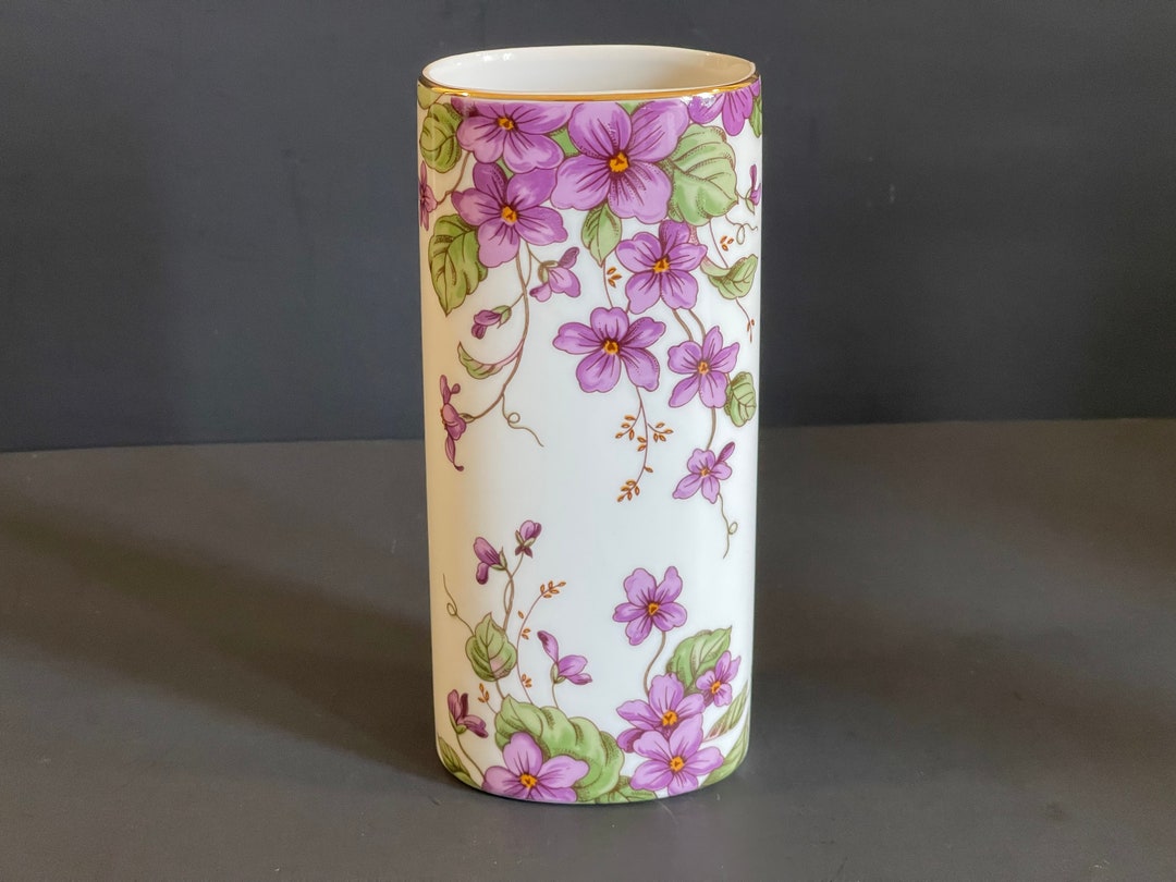 Lefton Violets Oval Vase - Etsy