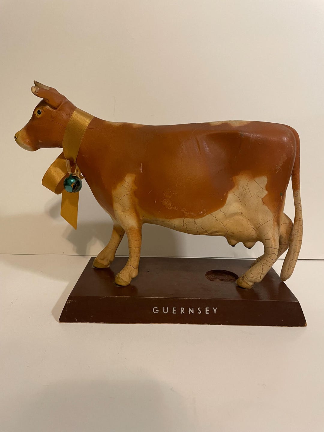 Rubber Guernsey Cow Scale Model on Wood Plaque - Made in Germany - Etsy
