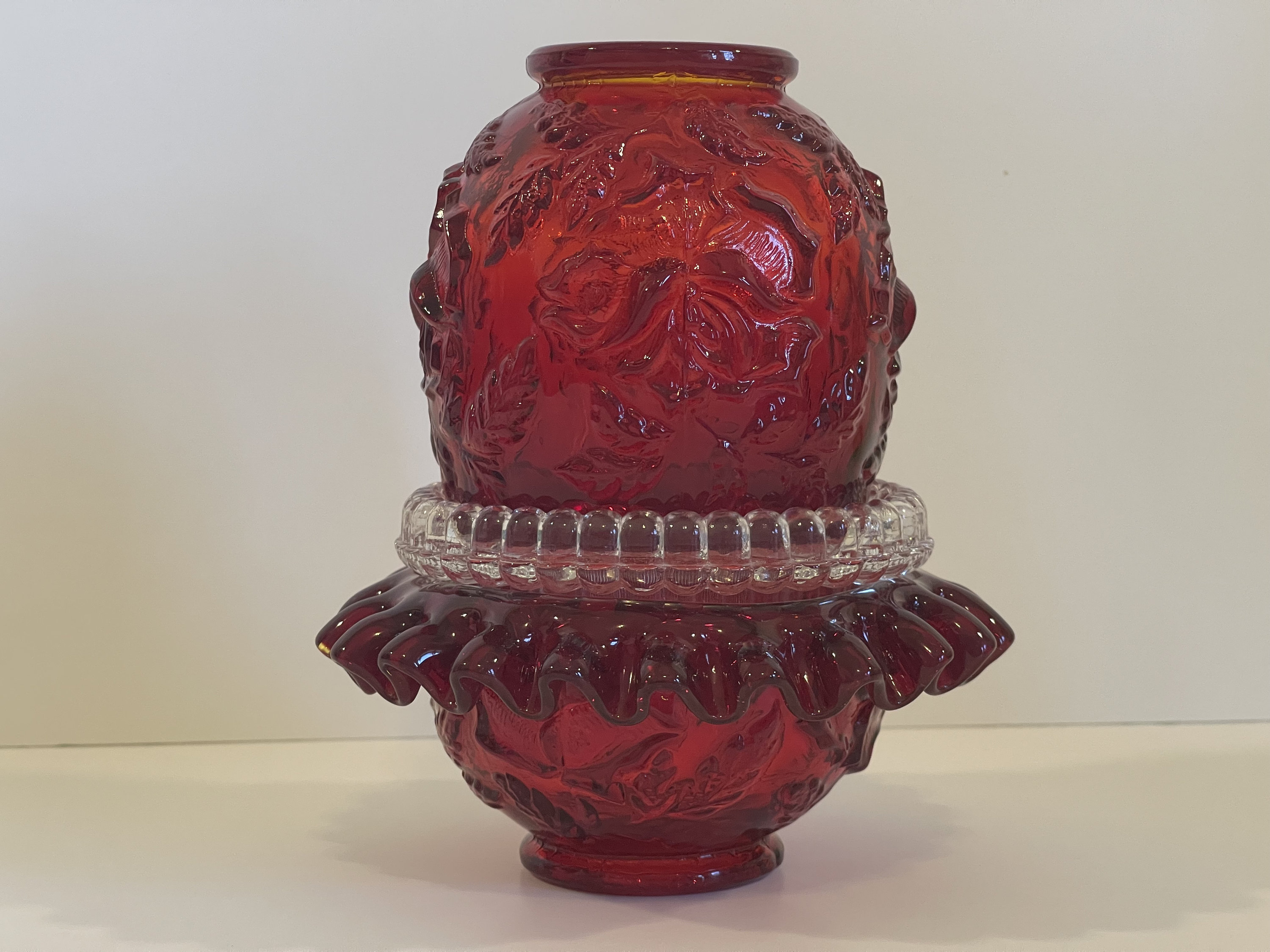 RARE Vintage AMBERINA LE Smith Daisy Button footed fairy lamp ...
