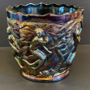 Fenton Amethyst Carnival Glass Mermaid Planter - Etsy