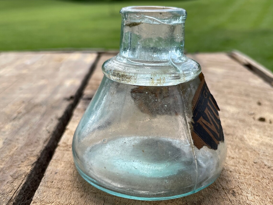 Antique Blue Glass Mucilage Bottle - Etsy UK
