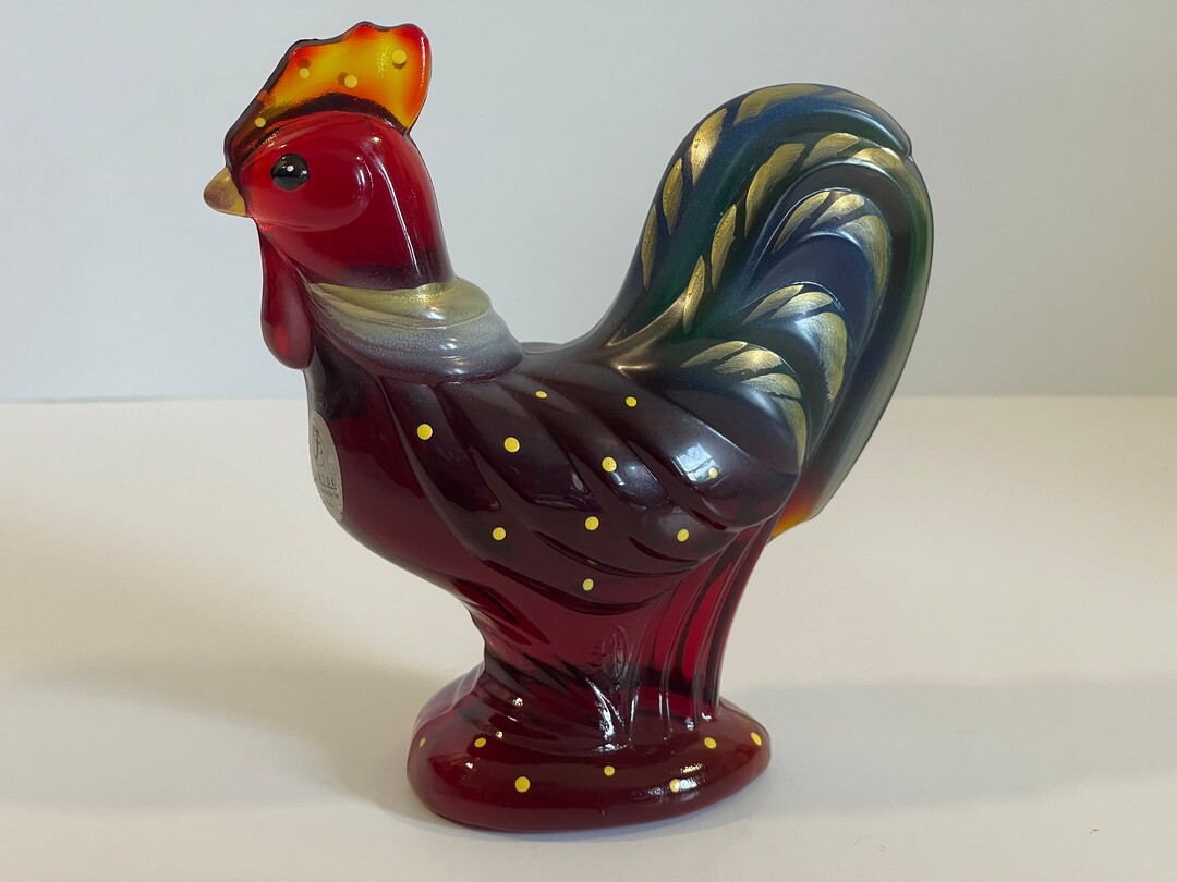 Fenton Hand Painted Ruby Red Rooster - Etsy