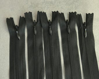 5 X Professional Invisible Concealed Zips, Navy 4 to 22/10cm to 55cm ...