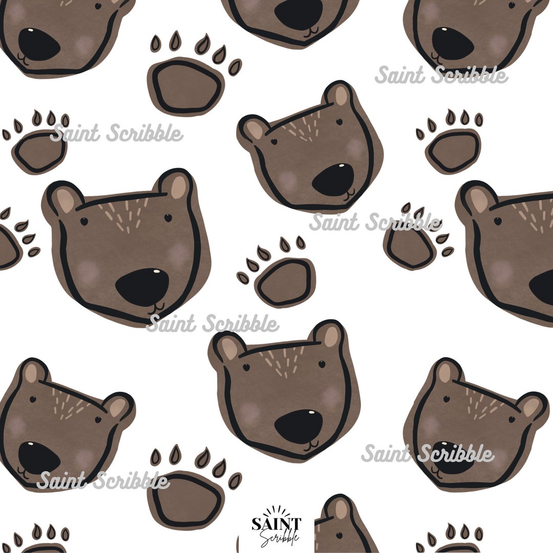 Seamless Digital File - Brown Bears With Prints - Etsy
