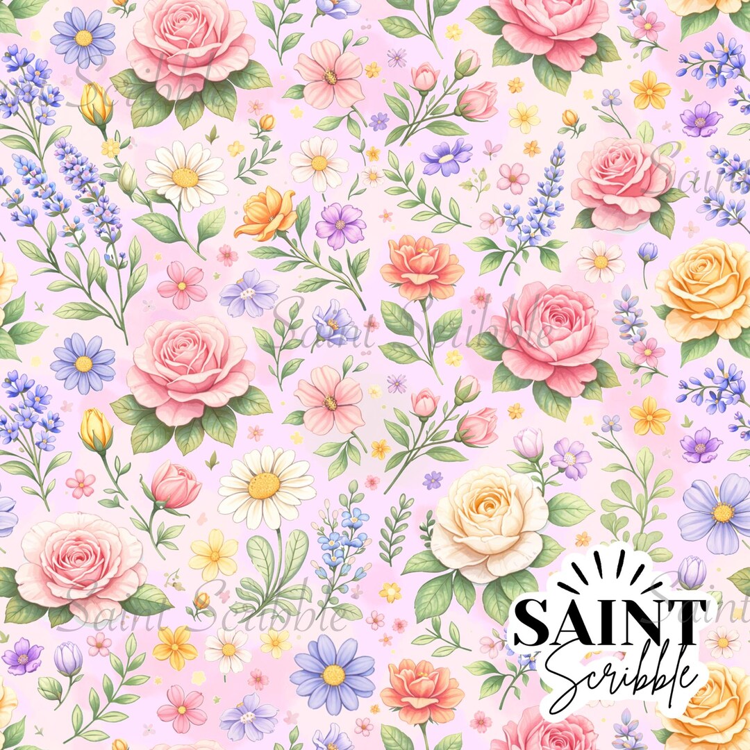 Seamless Digital File - Floral Antique Style Roses and Wild Flowers - Etsy