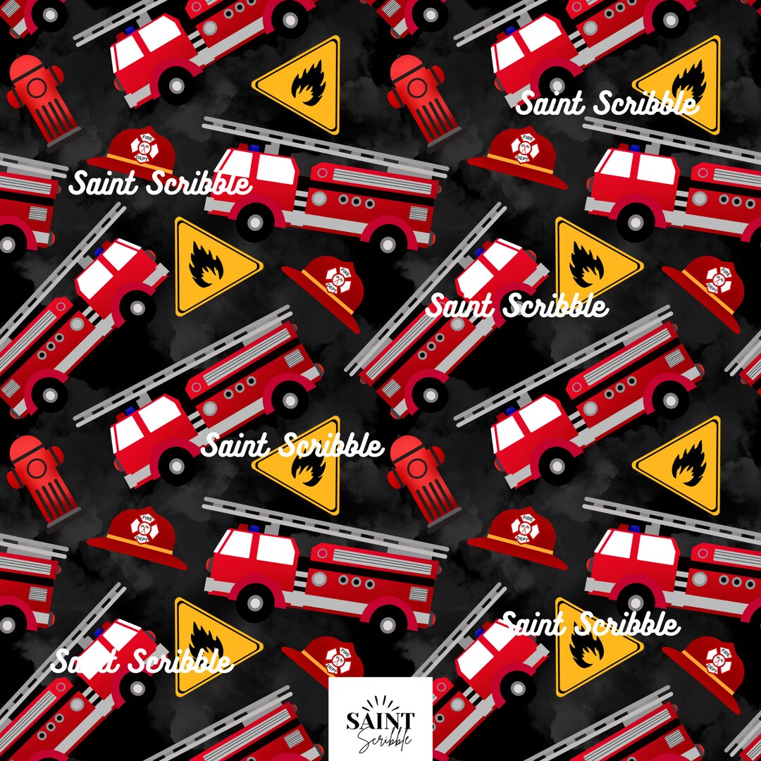 Seamless Digital File - Fire Trucks - Etsy