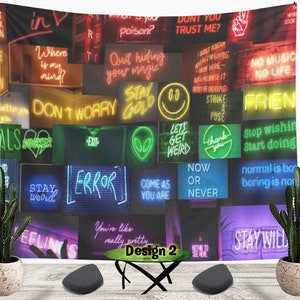 Neon Sign Collage Wall Tapestry Tapestry Mandala Bohemian - Etsy
