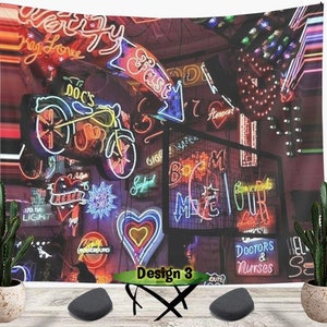 Neon Sign Collage Wall Tapestry Tapestry Mandala Bohemian - Etsy
