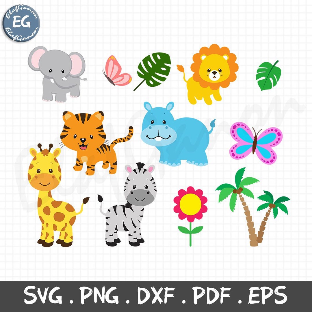 Safari Animals Svg Jungle Friends Svg Zoo Animals Jungle - Etsy UK