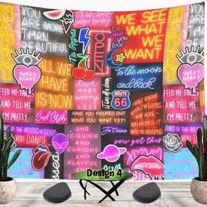 Neon Sign Collage Wall Tapestry Tapestry Mandala Bohemian - Etsy