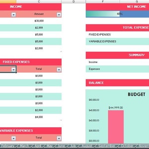 Monthly Budget & Expense Tracker EXCEL Spreadsheet Template Household ...