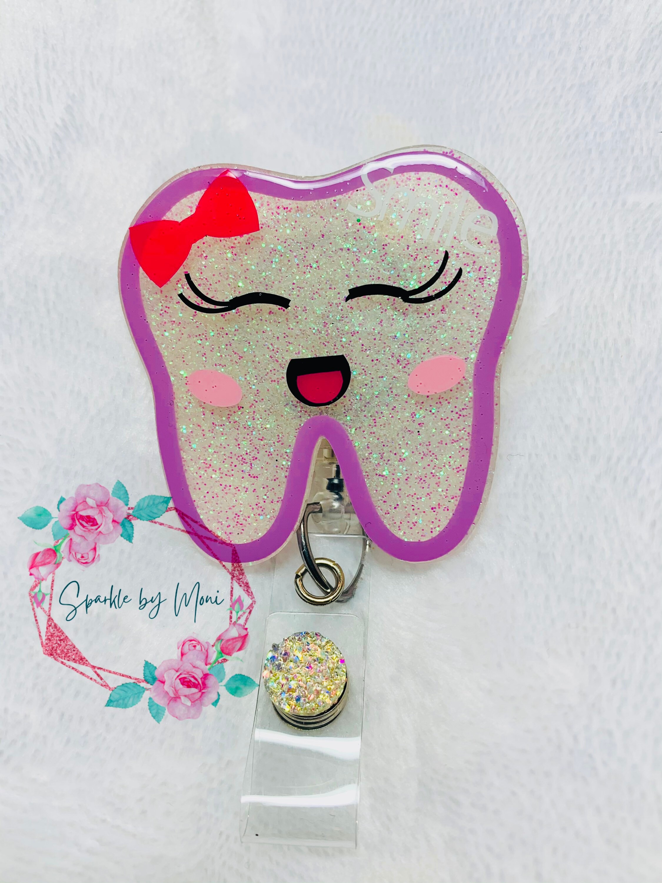 2 inch glitter Tooth badge reels | Etsy