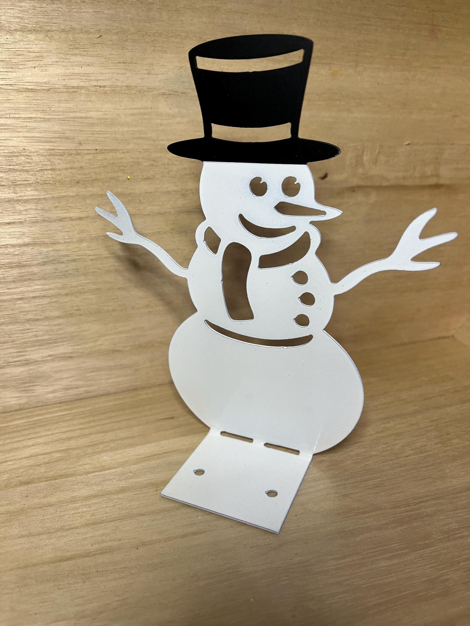 Metal 3D Standing Snowman Decoration - Powder Coated, Black and White ...