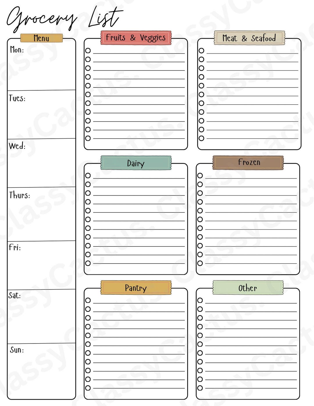 Boho Printable Grocery List - Etsy