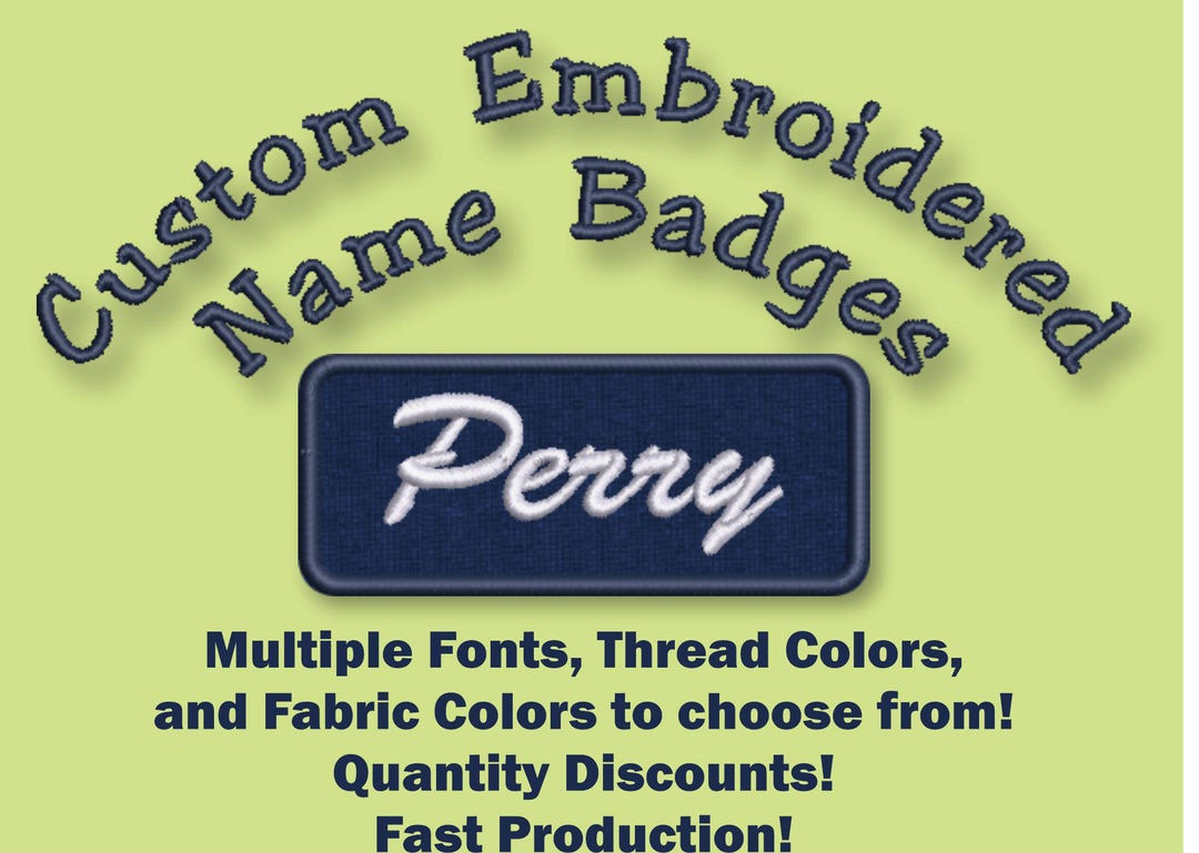 Ultra Thick, 3.5x1.5 Embroidered Name Badge With Permanent Heat Bond ...