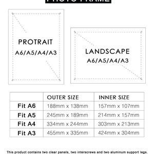 PHOTO FRAME 【freestanding】a3 A4 A5 A6 Mutiple Size Clear Acrylic Photo ...