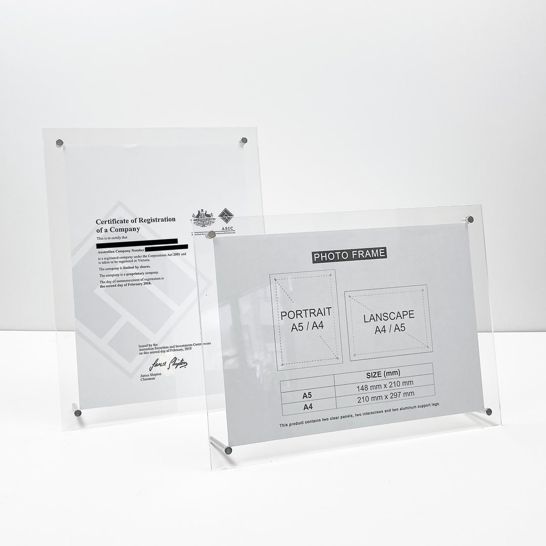 PHOTO FRAME 【freestanding】a3 A4 A5 A6 Mutiple Size Clear Acrylic Photo ...