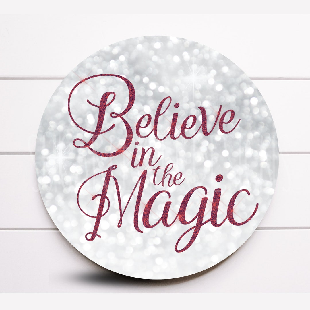 Wreath Sign, Believe in the Magic Round Metal Christmas Wreath Sign ...