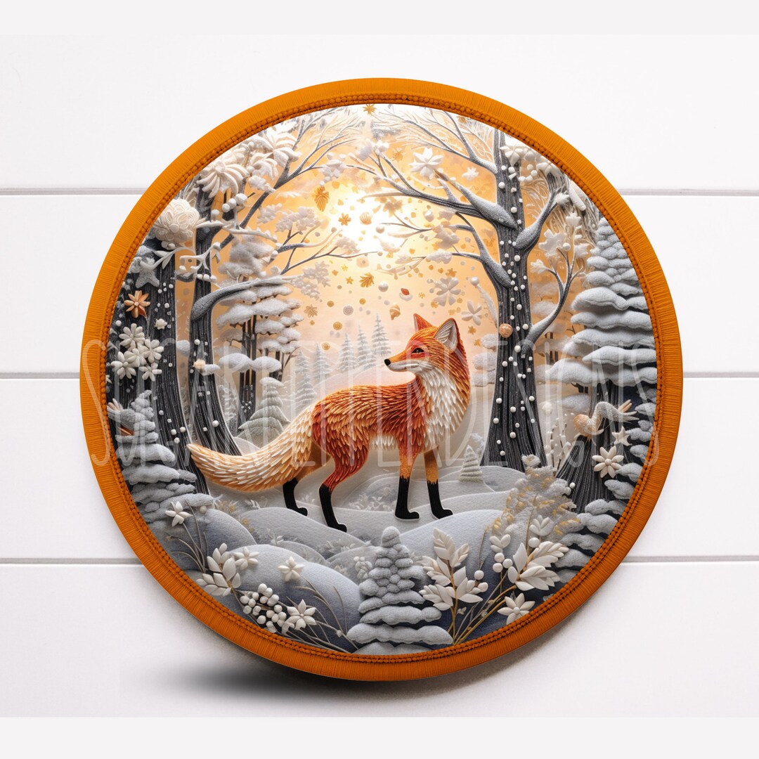 Woodland Winter Fox Wreath Sign, Beautiful Faux 3D Fox Wreath Sign, Sugar Pepper Designs, Signs ...