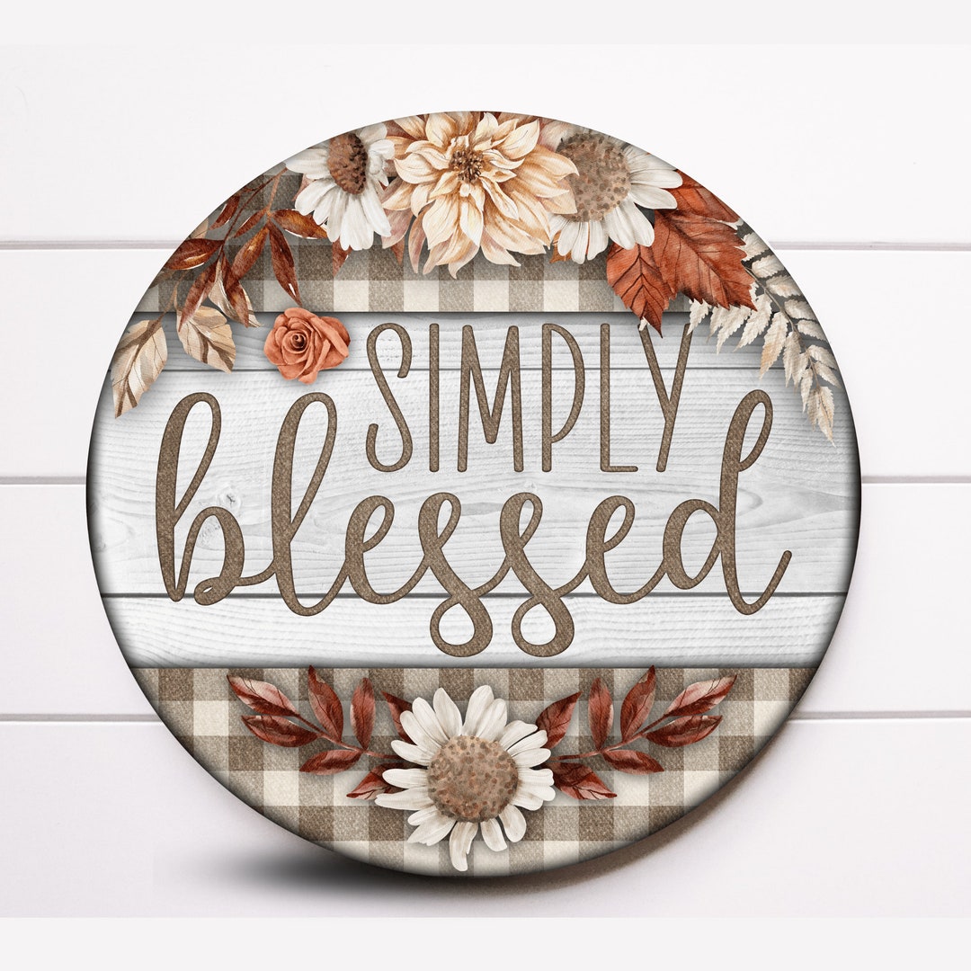 Wreath Sign, Fall Neutral Blessed Wreath Sign, Autumn Wreath Sign ...
