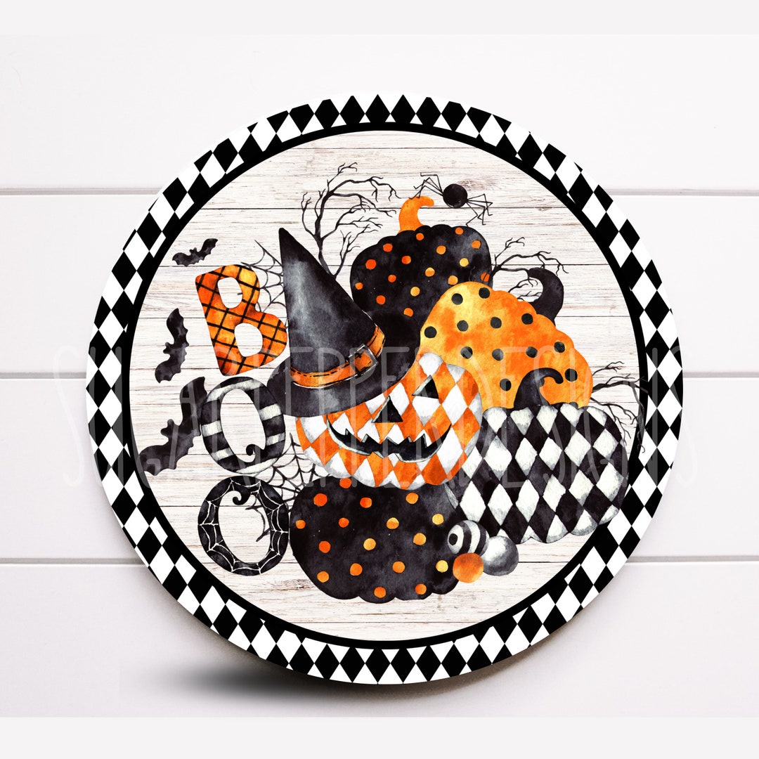 Boo Halloween Wreath Sign for Wreaths, Spooky Fall Door Decor, Cute ...