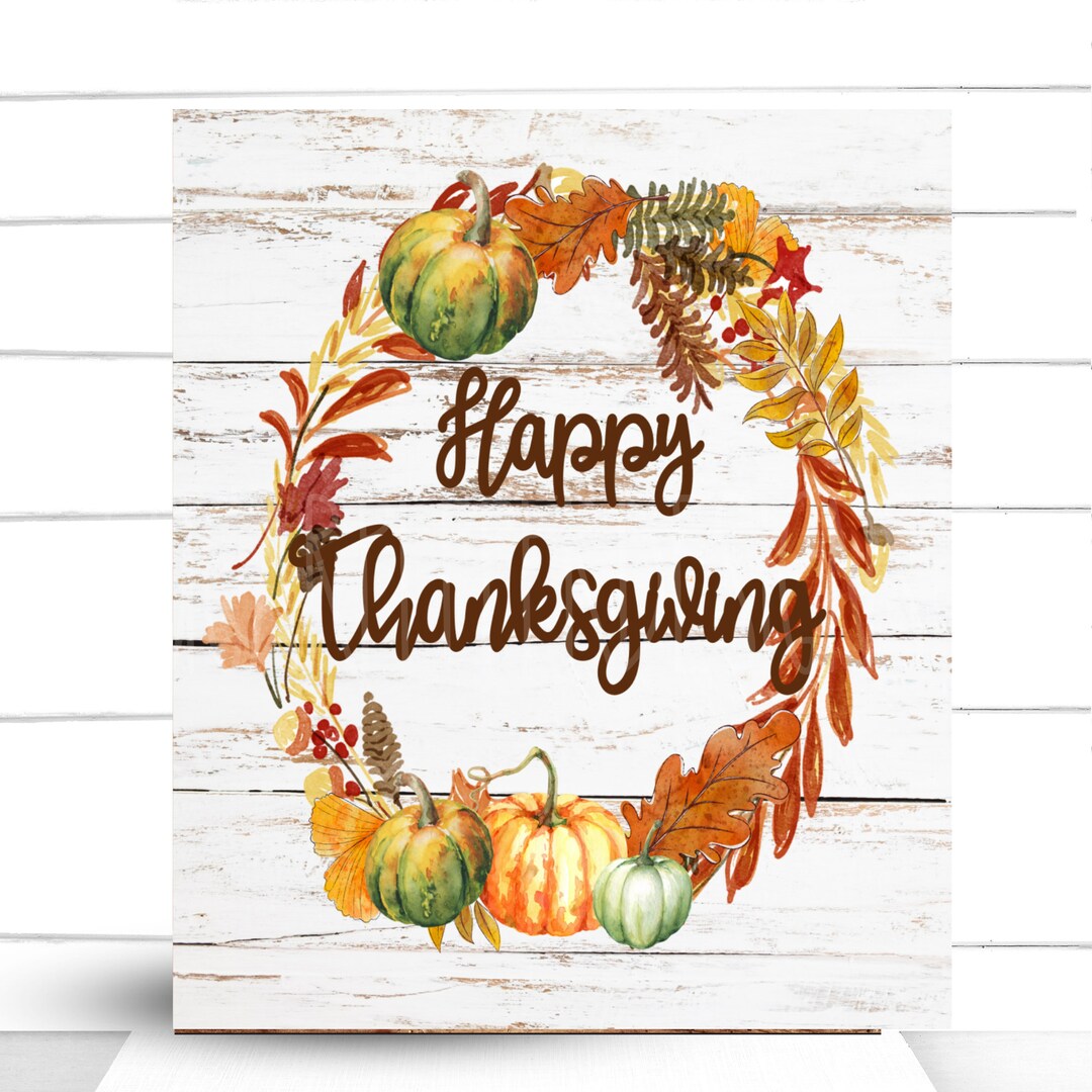 Wreath Sign, Thanksgiving Wreath Sign, Happy Thanksgiving Sign, Sign ...