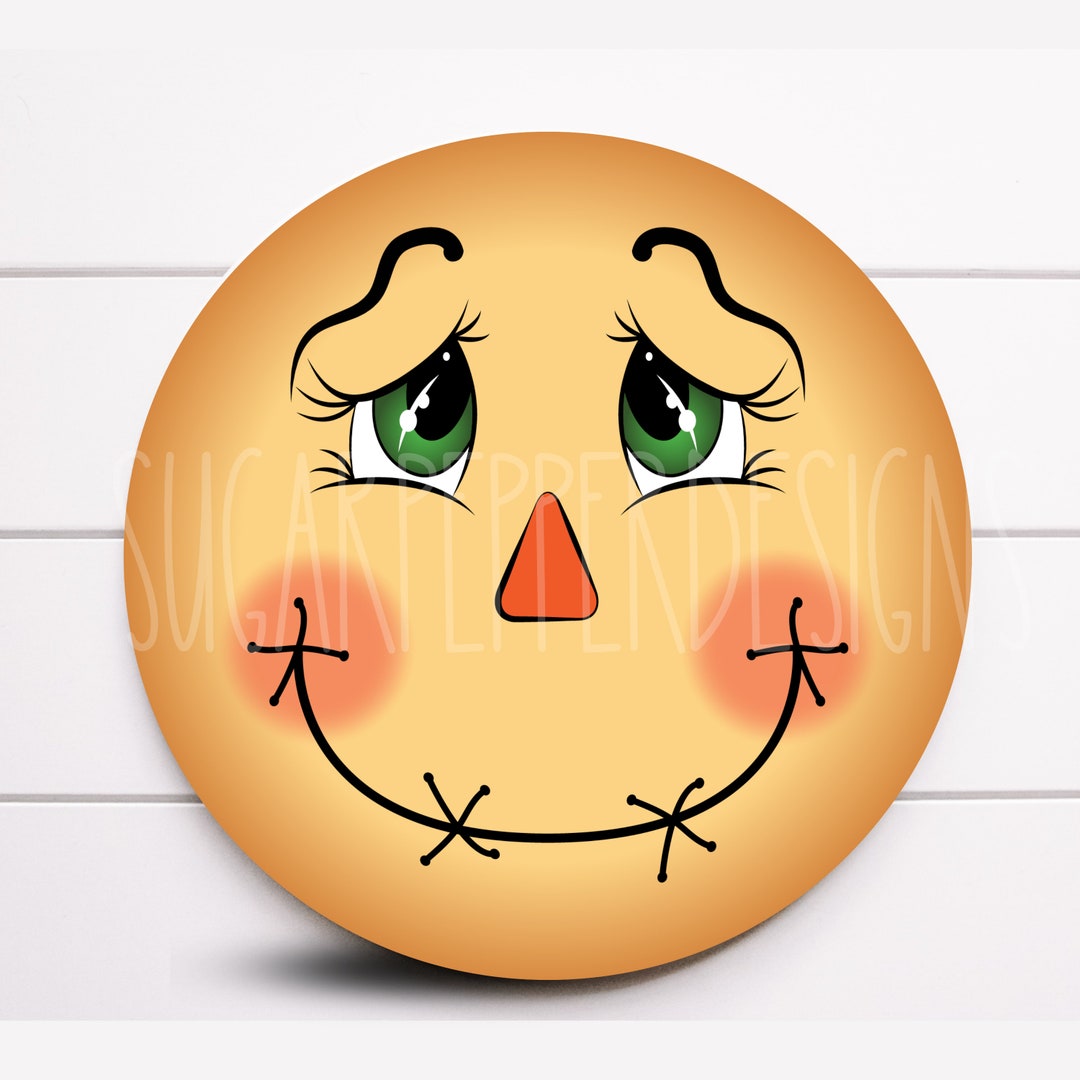 Wreath Sign, Scarecrow Face Wreath Sign, Fall Wreath Sign, Sugar Pepper ...