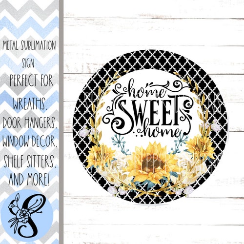 Round Home Sweet Home Sunflower Wreath Sign Wreath - Etsy