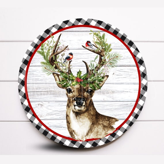 Wreath Sign Christmas Deer Wreath Sign Deer Wreath Sign - Etsy