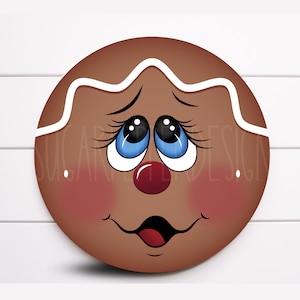 Wreath Sign, Gingerbread Face Wreath Sign, Round Face Wreath Sign ...