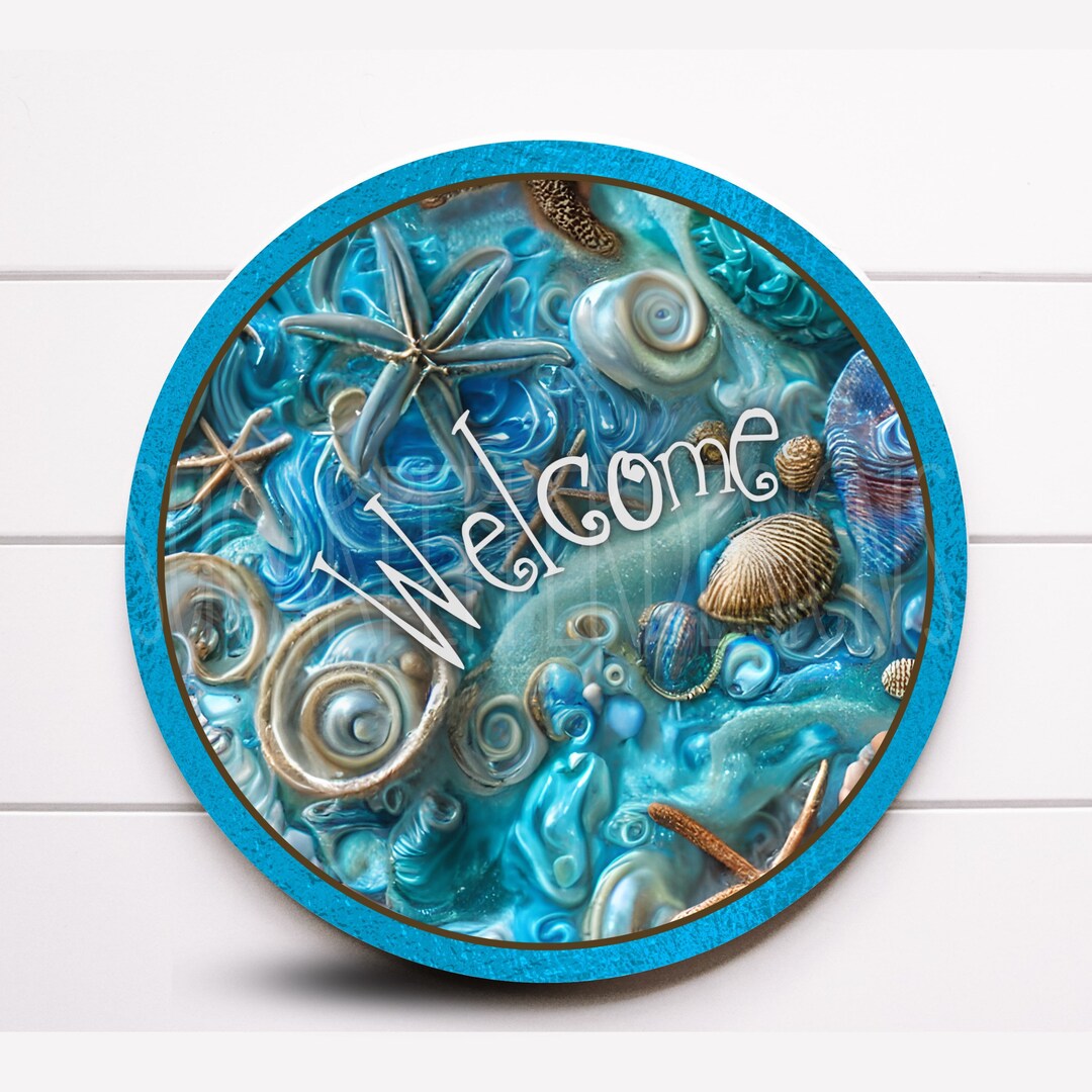 Wreath Sign, Welcome Seashell Coastal Everyday Wreath Sign,sign for ...
