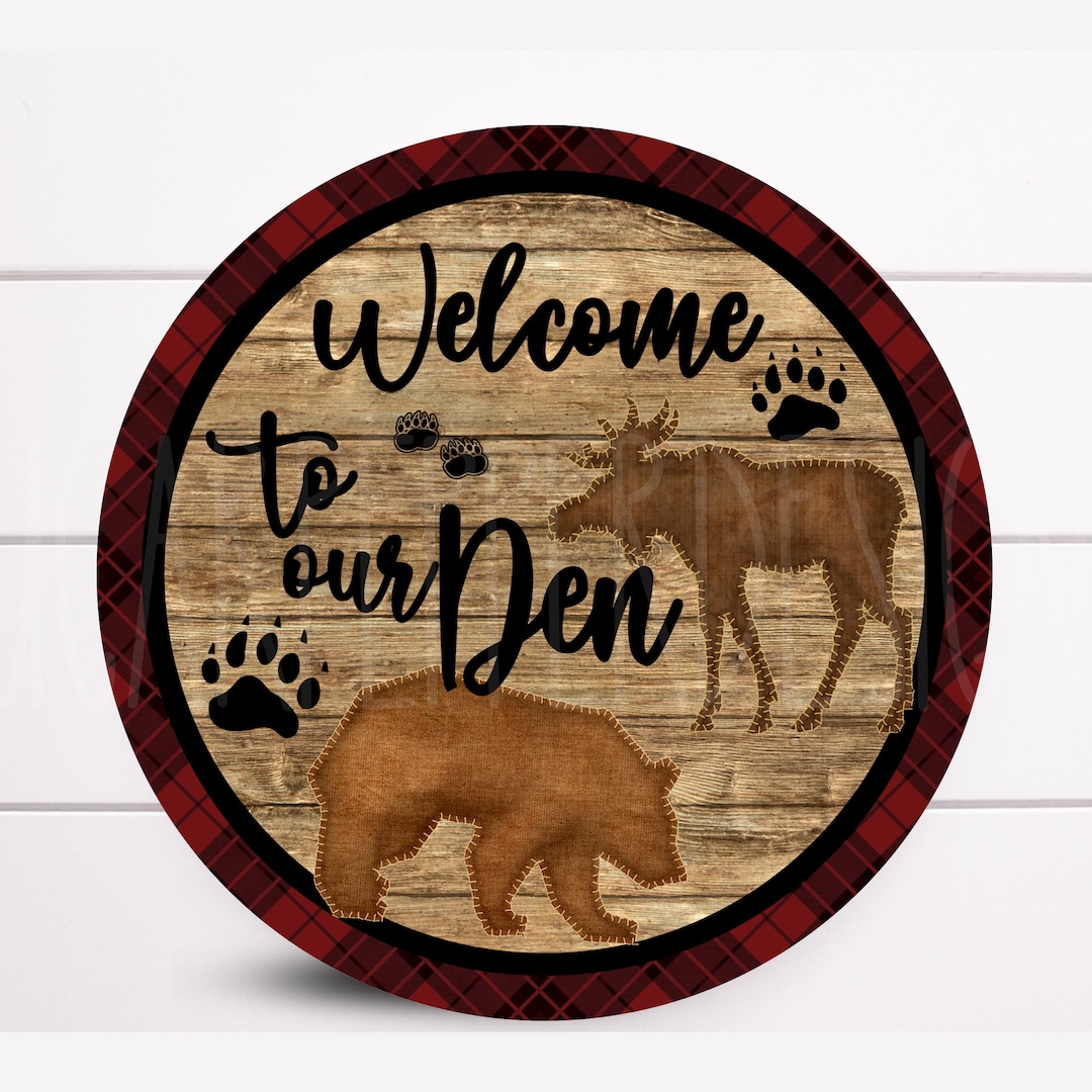Wreath Sign, Welcome to Our Den Woodland Wreath Sign, Deer Wreath Sign ...