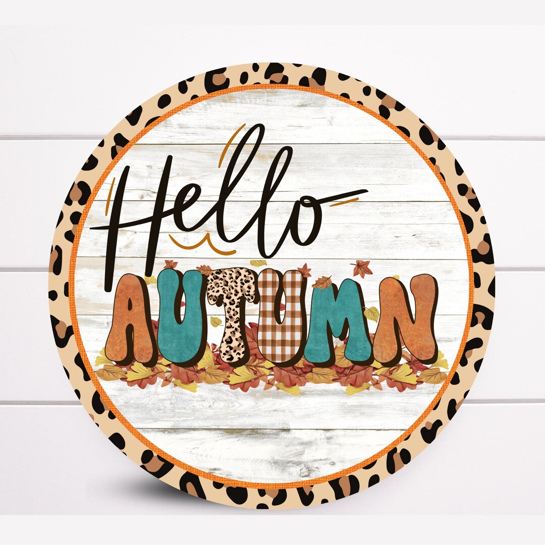Wreath Sign Hello Autumn Wreath Sign, Fall Wreath Sign, Sugar Pepper ...