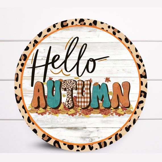 Wreath Sign Hello Autumn Wreath Sign Fall Wreath Sign Sugar - Etsy