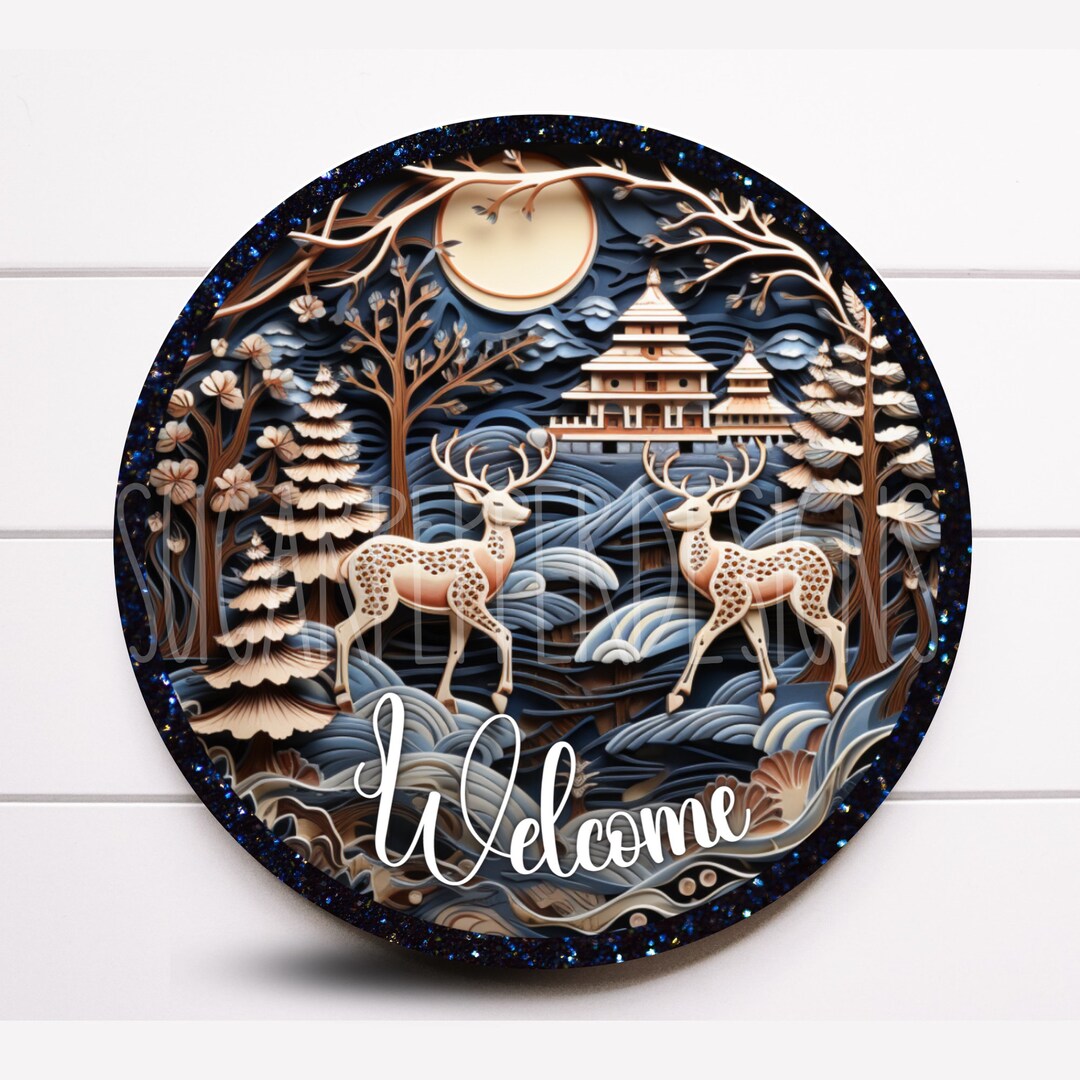 Christmas Deer Wreath Sign, Deer Wreath Sign, Sugar Pepper Designs ...