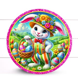 Wreath Sign, Spring Metal Wreath Sign, Bunny Wreath Sign, Sugar Pepper ...