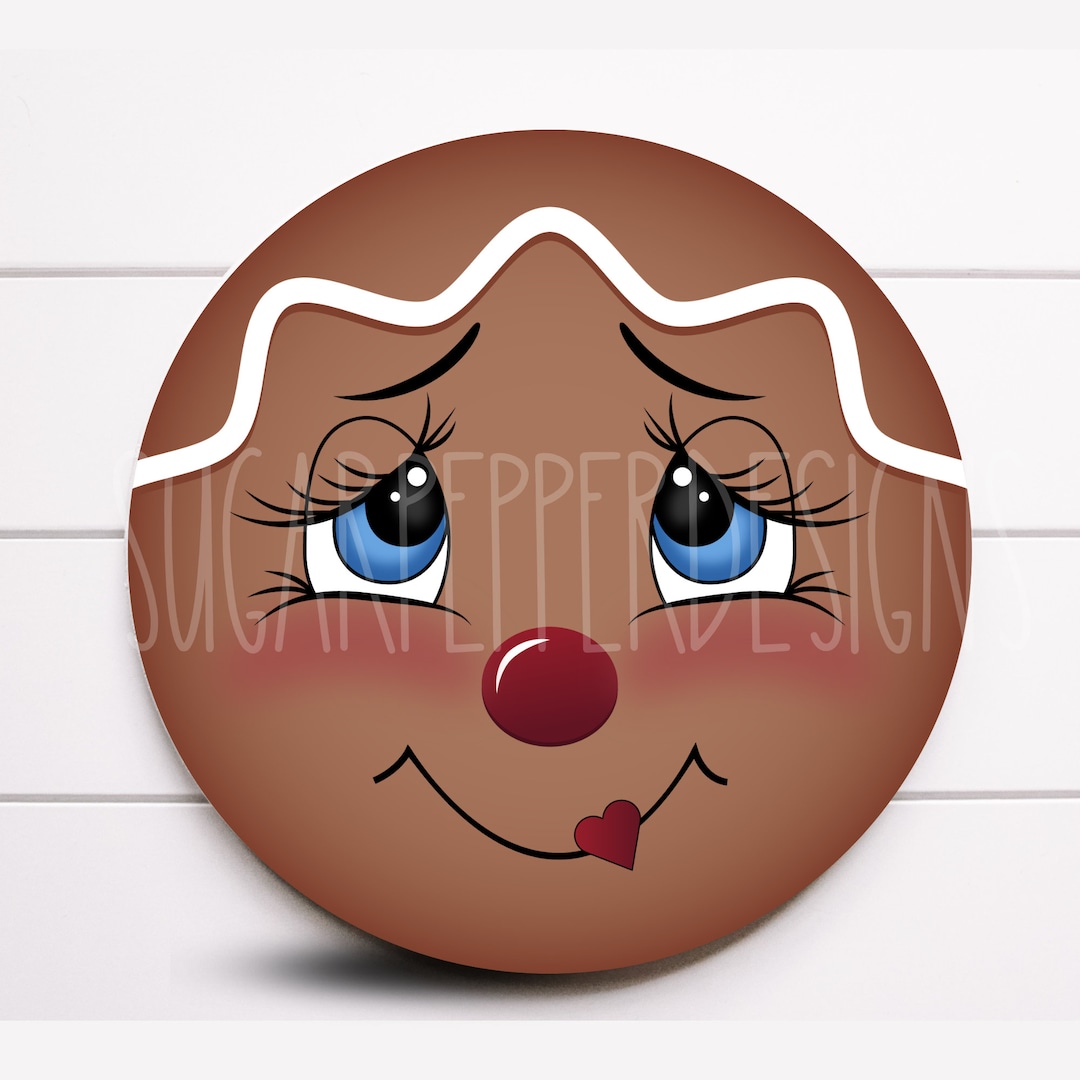 Wreath Sign, Gingerbread Face Wreath Sign, Round Face Wreath Sign ...