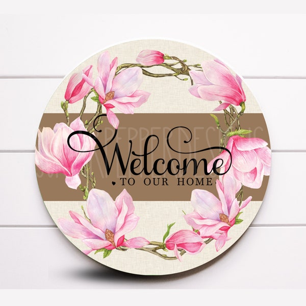 Round Metal Magnolia Wreath Sign - Etsy