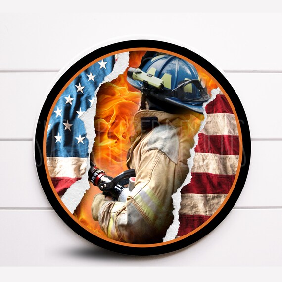 Firefighter Wreath Sign Firefighter Sign for Wreath Fireman - Etsy