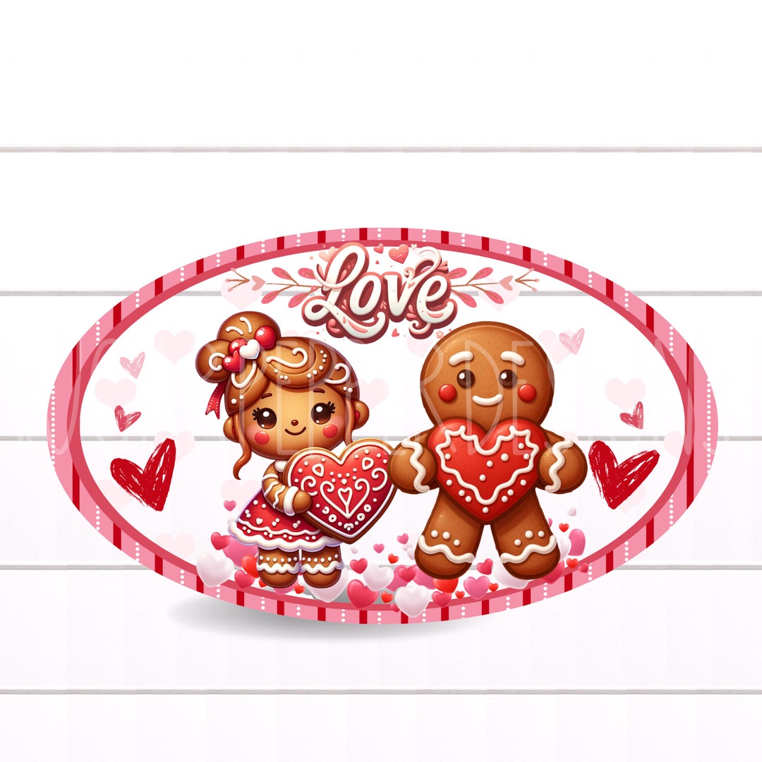 Oval Gingerbread Valentine’s Day Wreath Sign,metal Wreath Sign ...