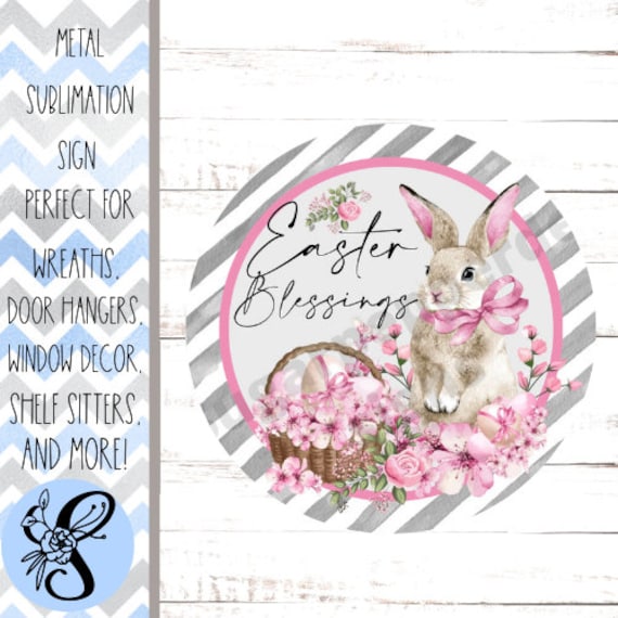 Round Wreath Sign Easter Blessings Wreath Sign Bunny Wreath - Etsy