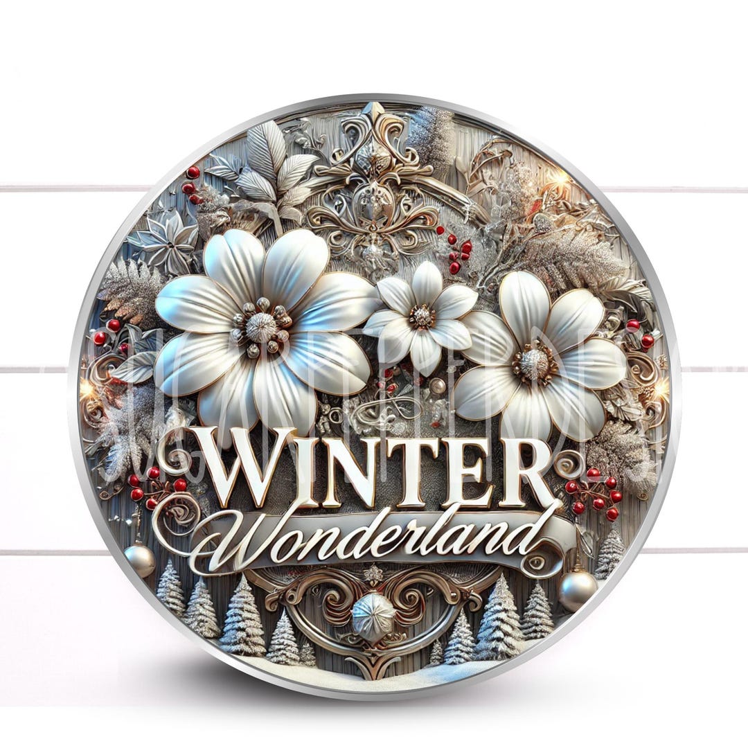 Wreath Sign, Winter Wonderland Wreath Sign, White, Red, and Silver ...