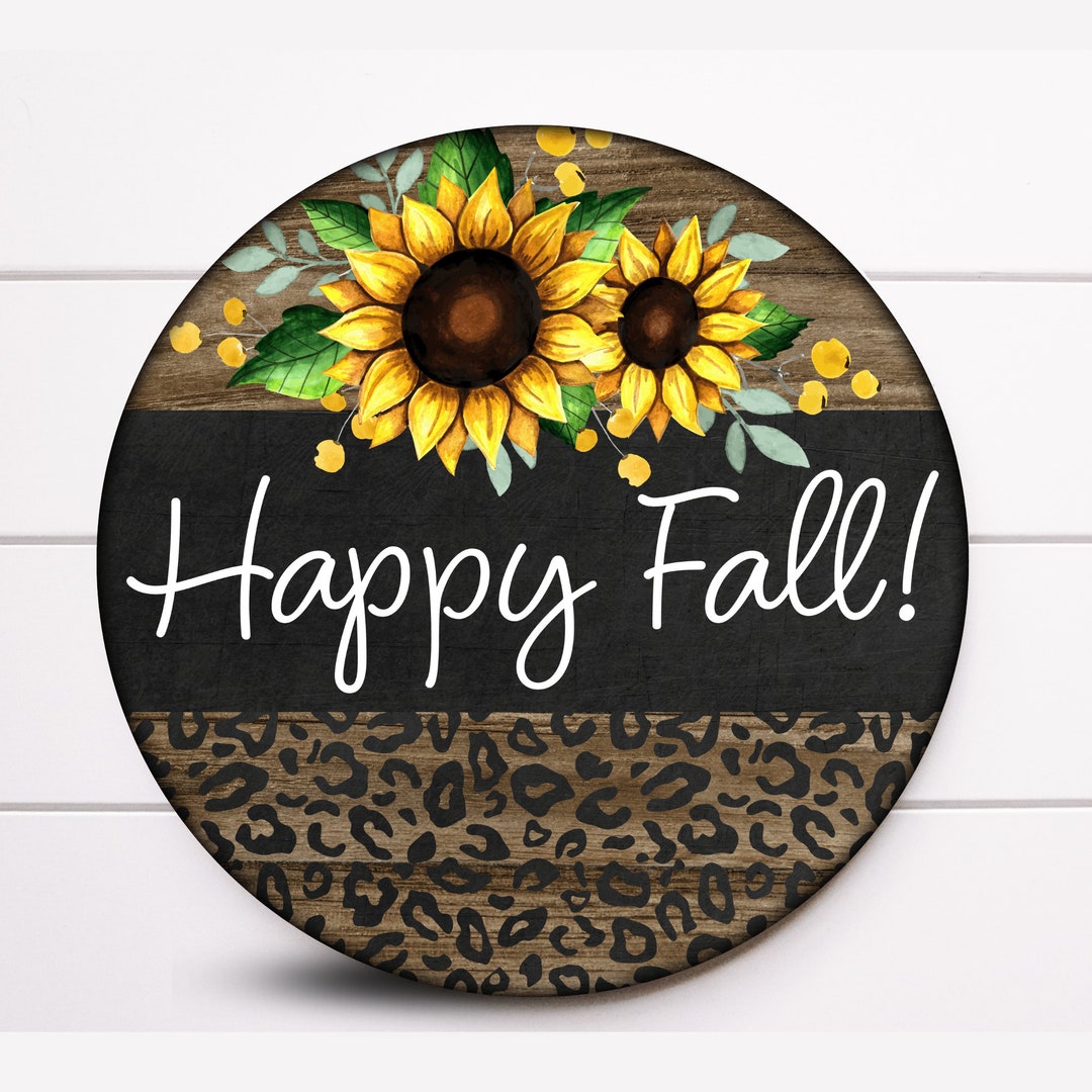 Wreath Sign, Happy Fall Wreath Sign, Fall Wreath Sign, Round Sign ...