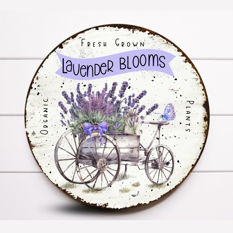 Round Lavender Farmhouse Wreath Sign Lavender Wreath Sign - Etsy