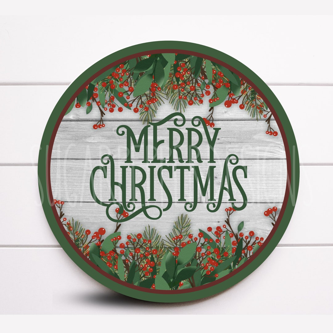 Wreath Sign, Merry Christmas Sign, Rustic Christmas Round Metal Wreath ...