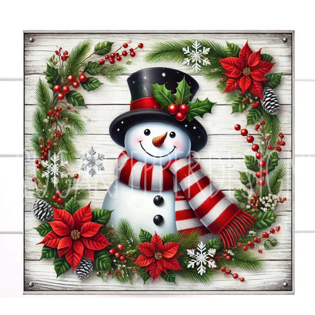 Wreath Sign, Grey Snowman With Cardinal Wreath Sign, Winter Wreath Sign ...