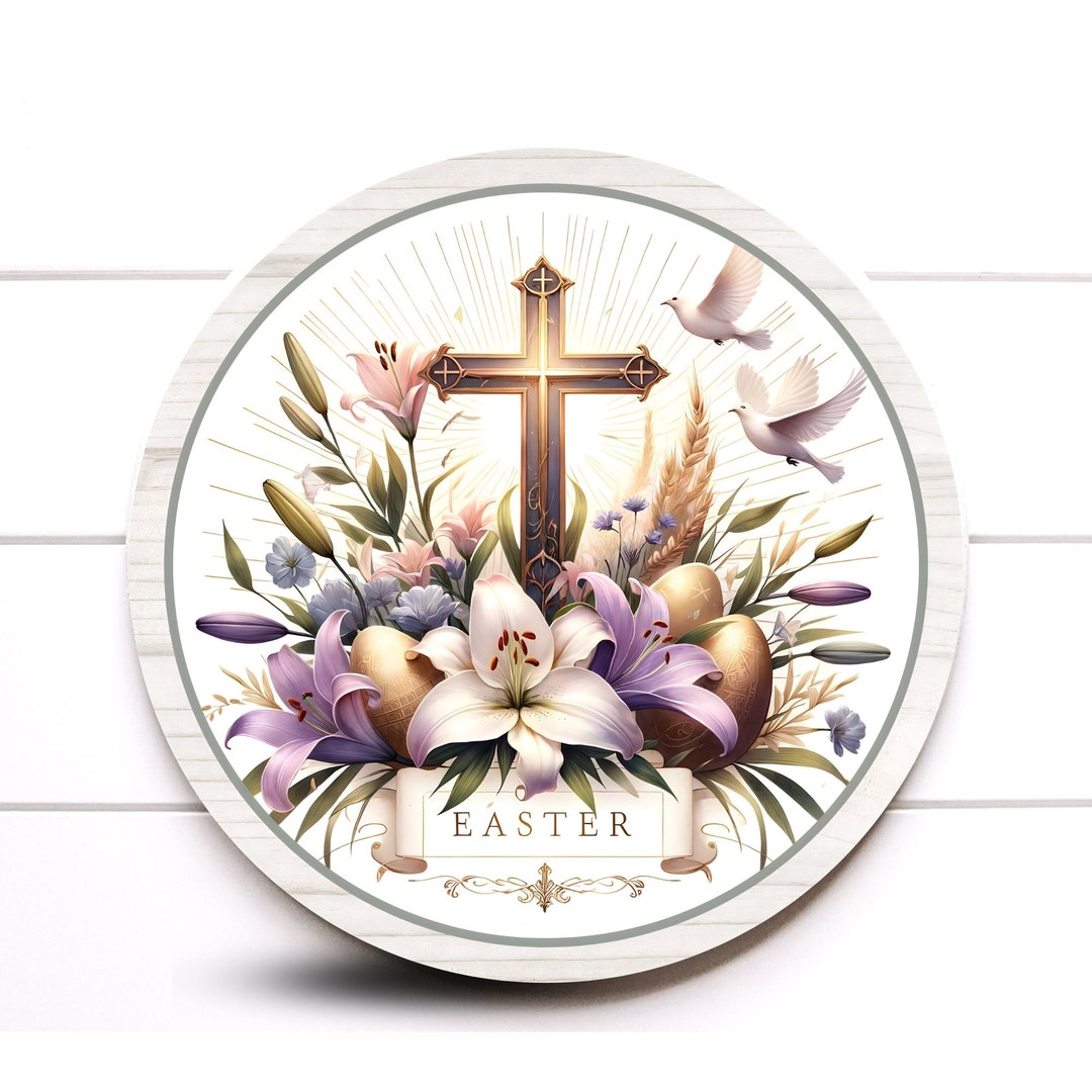 Wreath Sign, Easter Wreath Sign, He is Risen Wreath Sign, Christian ...