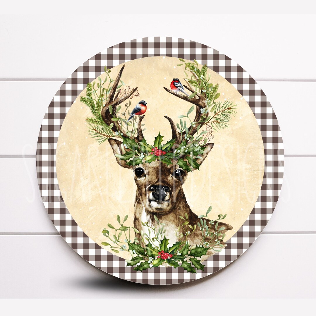 Christmas Deer Wreath Sign, Deer Wreath Sign, Sugar Pepper Designs ...