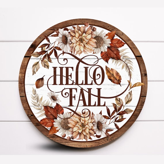 Wreath Sign Hello Fall Neutral Theme Wreath Sign Fall Wreath - Etsy